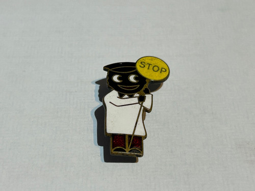 Vintage Robertson's Lollipop Man Golly Enamel Badge Yellow Stop Sign ...