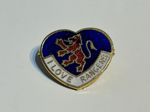 Vintage I Love Rangers (Football Club) Heart Shaped Enamel Badge ...