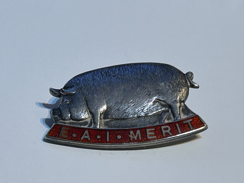 1935 Hallmarked Silver & Enamel E.A.I. Merit Pig Shaped Badge ...