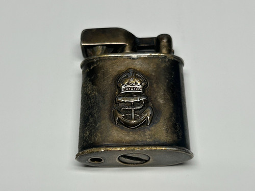 WW2 Era Trench Art Lighter with British Naval King's Crown Badge ...