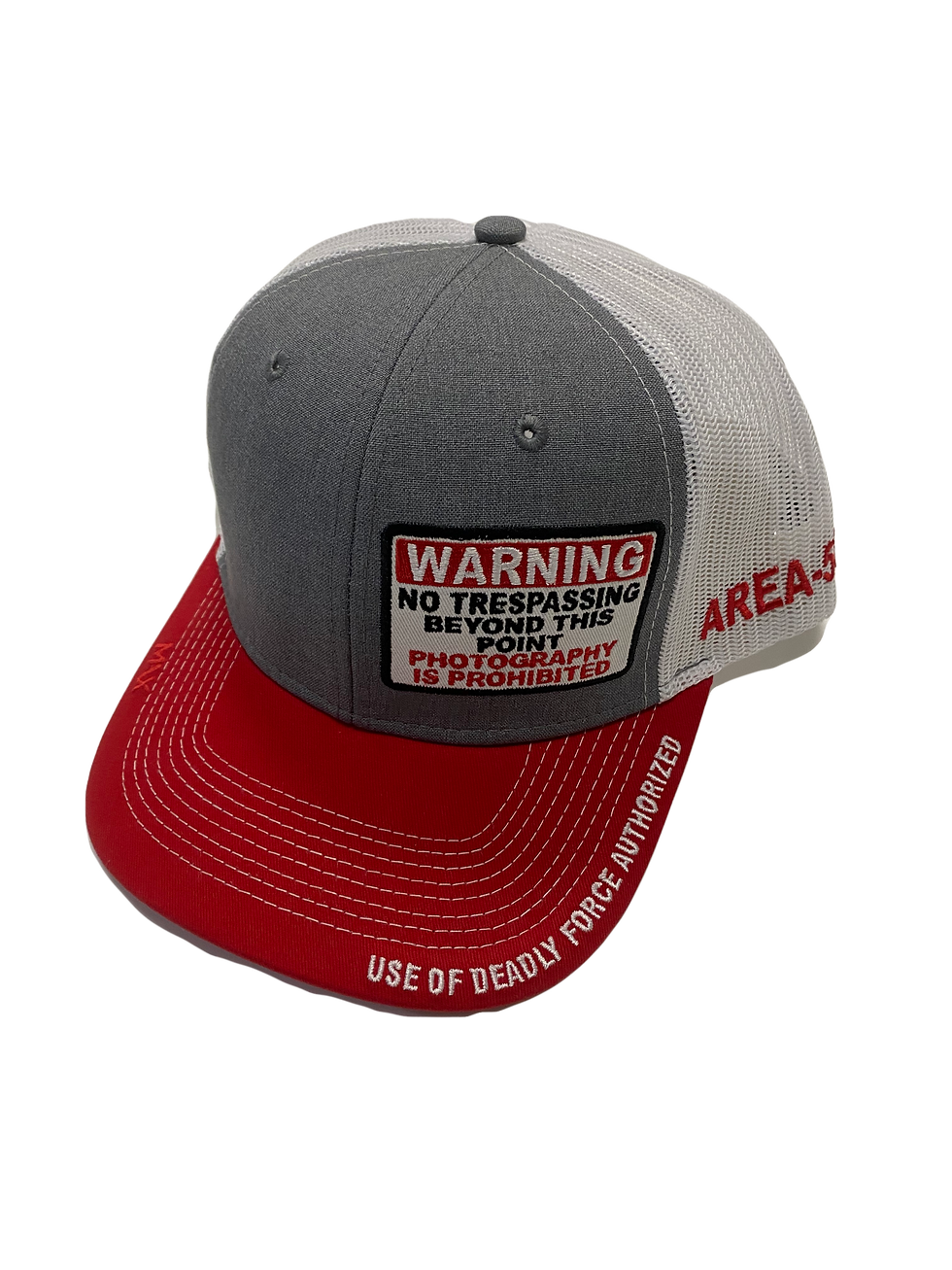 Warning Sign Patch Trucker Cap | area-51