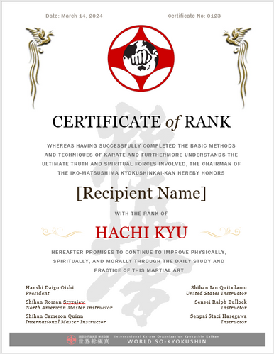 Kyu Rank Certificate | ultimatetruthllc