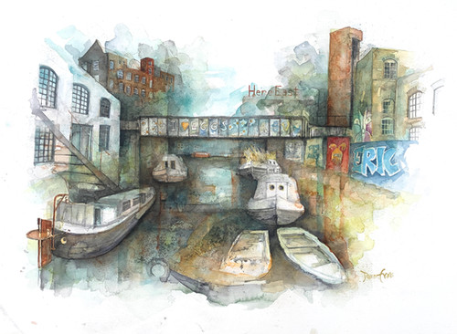 Hackney Wick - Watercolour - 74 x 58cm | TheSuburbanArtist