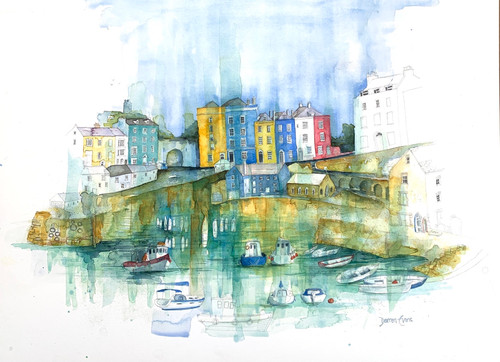 Tenby Harbour - Framed Original Watercolour - 75 x 85cm | TheSuburbanArtist