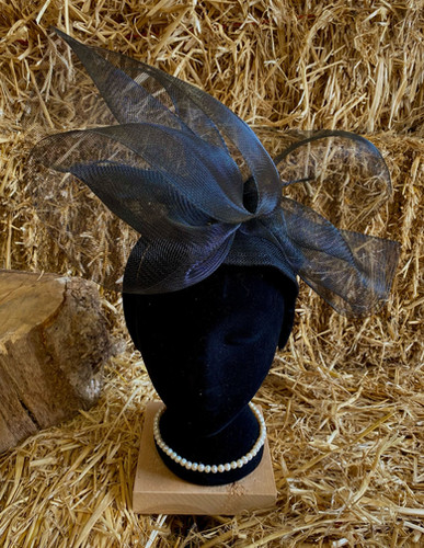 Esme - Elegant Handmade Black Crinoline Fascinator | Tweed and Country
