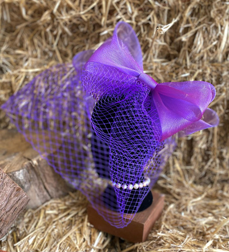 Elegant Handmade Purple Crinoline veil Fascinator | Tweed and Country