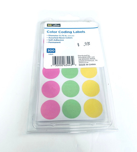 DG Neon Color Coding Labels - 300 pcs | Small Findings
