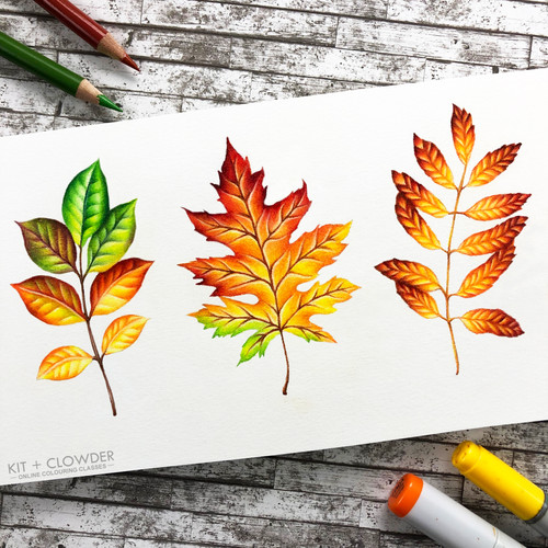 Autumn Fall Leaves Mini Class | Kit and Clowder
