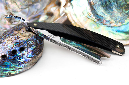 9/8 Barber's Notch Razor - Engraved Spine and Tang | Max Sprecher