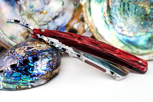 Handmade French Point Razor with Mokume Gane Inlay and Kirinite Scales