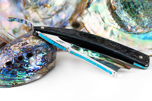 Handmade Kingsman Turquoise Straight Razor with Gold Matrix Inlay