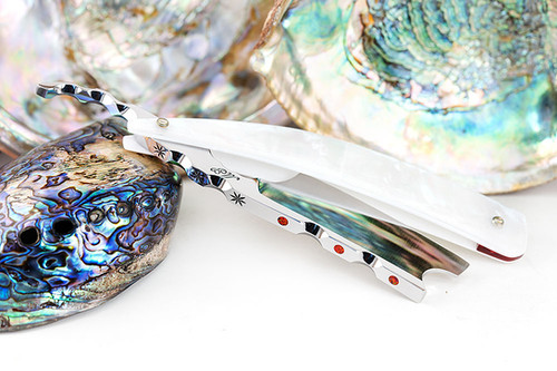 Hand Engraved Barber's Notch Red Opal Straight Razor