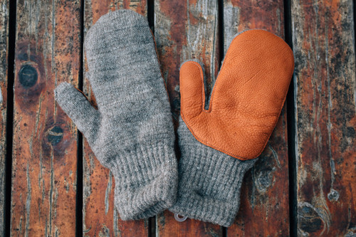 Wool Mittens with Leather Palms | Mary's Little Lambs Products