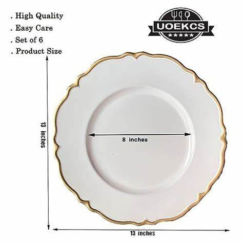 White & Gold Scalloped Chargers | SargentRoadFarmhouse