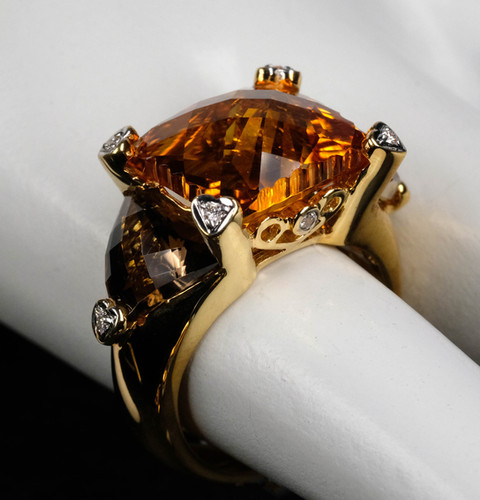 Pre-Owned Bellarri "Romantica" 18K YG Citrine Smoky Quartz Ring Sz 6 ...