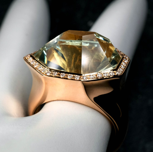 NEW Bellarri "Tuscany" 18K Rose Gold Prasiolite Diamond Ring | Anvil ...