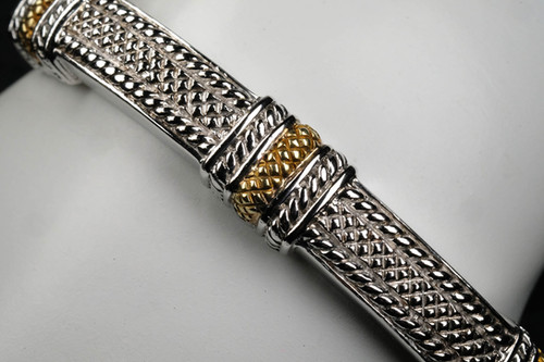Pre-Owned Judith Ripka JR Two JRII Sterling 18K Diamond Cuff Bracelet ...