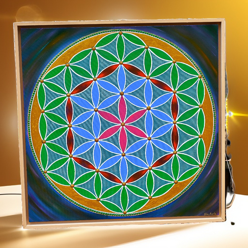 Quadro ,, FLOWER of LIFE" ( Acrilico +olio)-handmade | Mandala Floreale