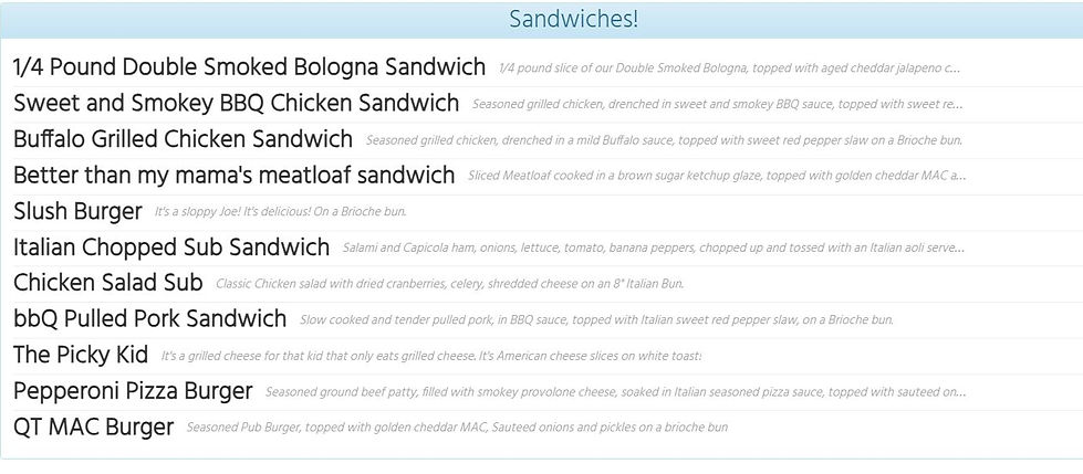 OUR MENU | QT Kays Kitchen