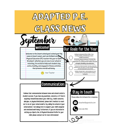 Adapted PE Welcome Letter Template | Easy Adapted PE