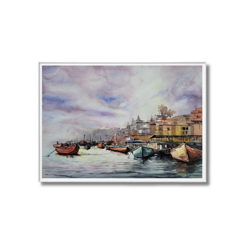 Buy Watercolour Ganga Ghat Painting Varanasi Online From Indian Artist