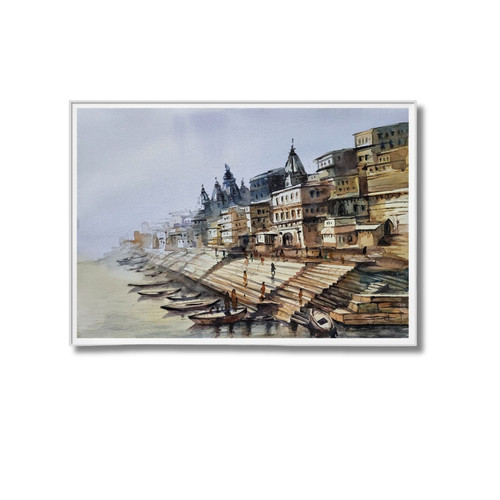 Handmade Varanasi Ghat Watercolor Temple Varanasi Painting on Paper Buy ...