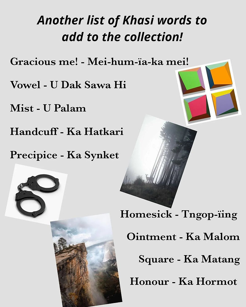 Another list of Khasi words to add to the collection!