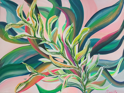 Pink Palm / Palmier rose 48"x36"x1.5" | rebecca-mitchell