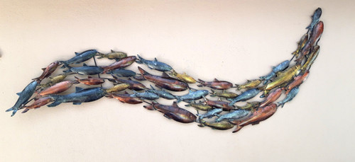 Burnt Copper, Silver & Gold Giant Metal Fish Wave 145cm | plantationdesigns