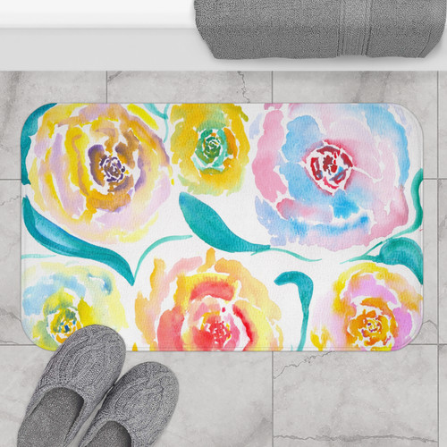 Watercolor Art Bath Mat | Elegant and Functional Design - Tied Up Roses ...