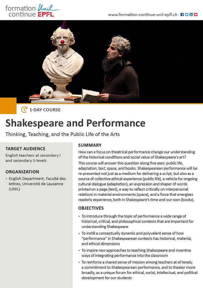 Shakespeare and Performance: Thinking, Teaching, and the Public Life of ...