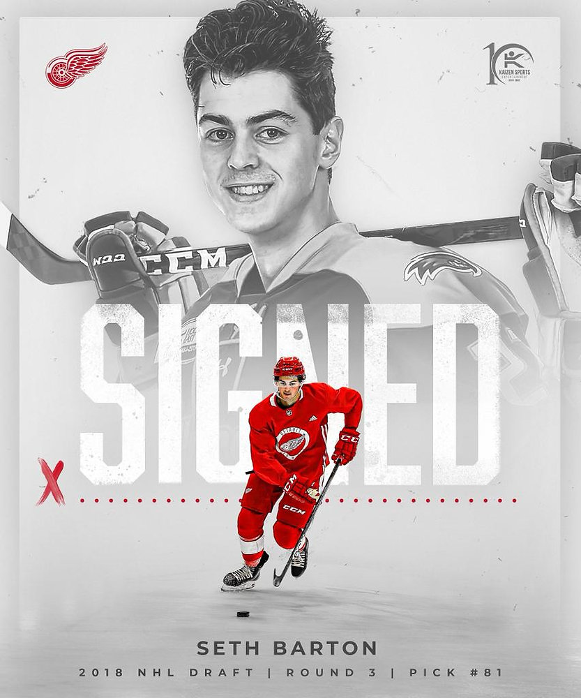 Seth Barton Signs NHL Entry Level Contract with the Detroit Red Wings