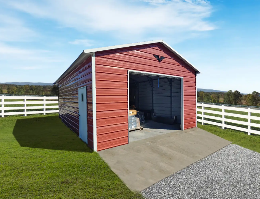 BOXED EAVE ROOF METAL GARAGE