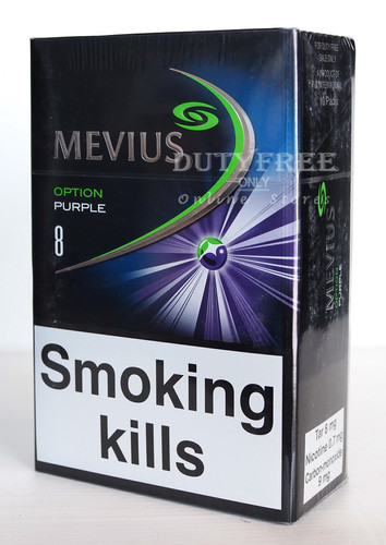 Mevius Option Purple 8 (1เม็ดบีบ) 1คอตตอน | Sayhidutyfree