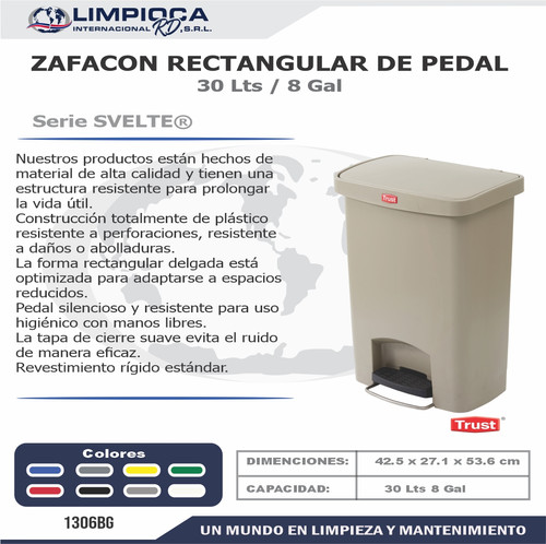 ZAFACON DE PEDAL 30L - 7.9GL | Limpioca RD