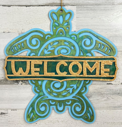 Sea Turtle Sign Decoration/Door Hanger | Little Widdler