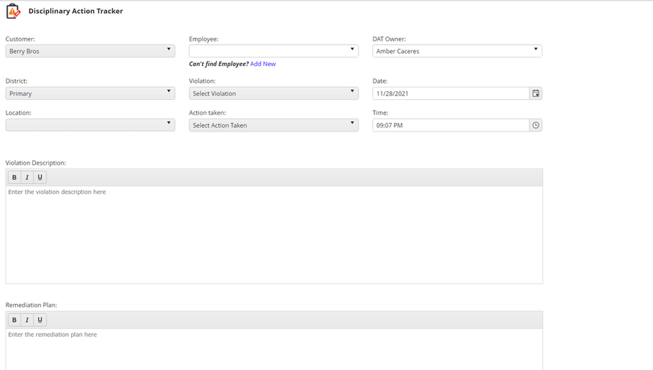 Disciplinary Action Tracker | Safework Solutions