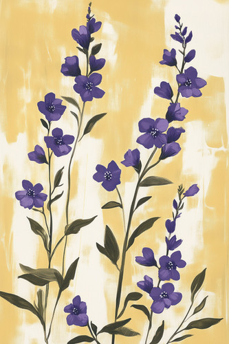GK0196_Purple Flowers Yellow Background | LSR Licensing