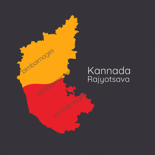 Karnataka Map with Flag Color | Bimba Images