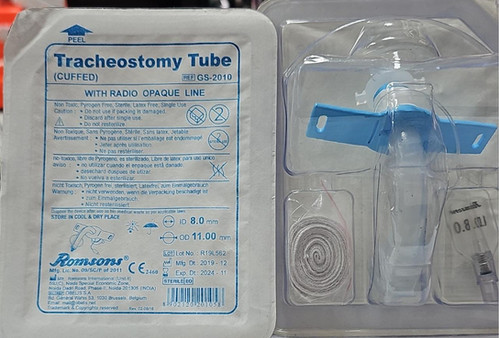 Romsons Tracheostomy Tube Cuffed (GS-2010) with Radio Opaque Line ...