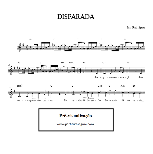 DISPARADA - Jair Rodrigues (PARTITURA) | Partituras Agora