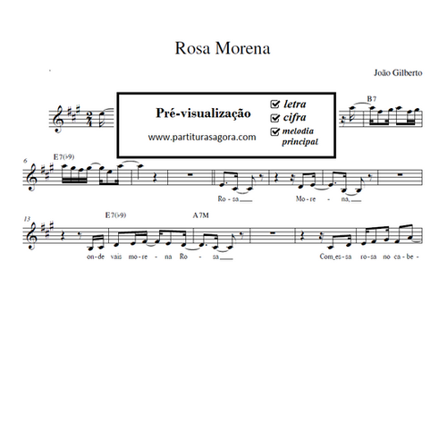ROSA MORENA - João Gilberto (PARTITURA) | Partituras Agora