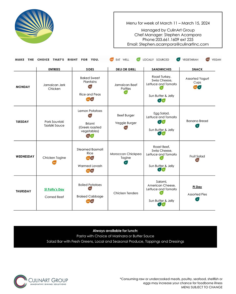 The Spire School | Lunch Menus | Therapeutic Day School