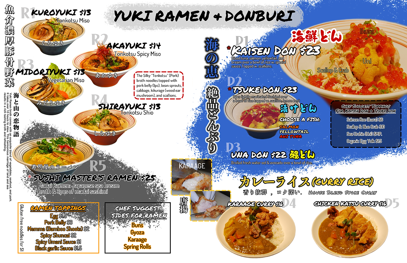 Menu | Yuki Ramen & Taki Sushi Highlands | Denver