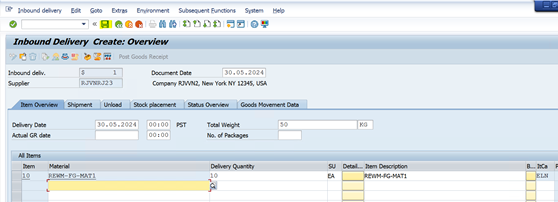 Inbound Process Automatic Determination Destination Storage Bin Using ...