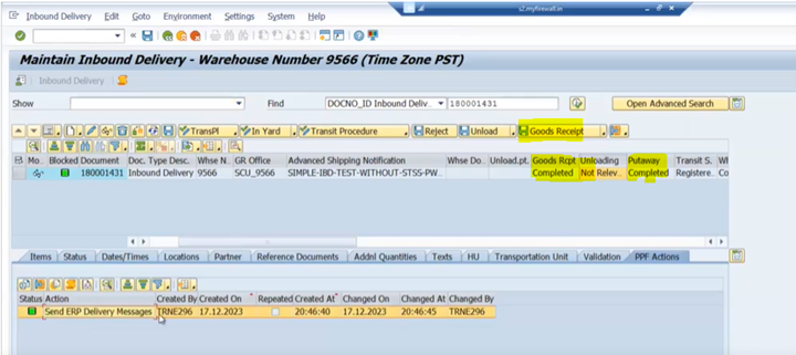 Simple Inbound Process without HU and Storage Search Sequence and Put ...