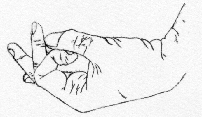 Drawing hand with block-in and contour l | website