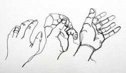 Drawing hand with block-in and contour l | website