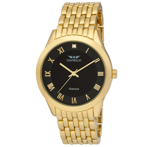 Gianello Men's Genuine Diamond Dial 5 Link Watch Carat Size 1/10 ...