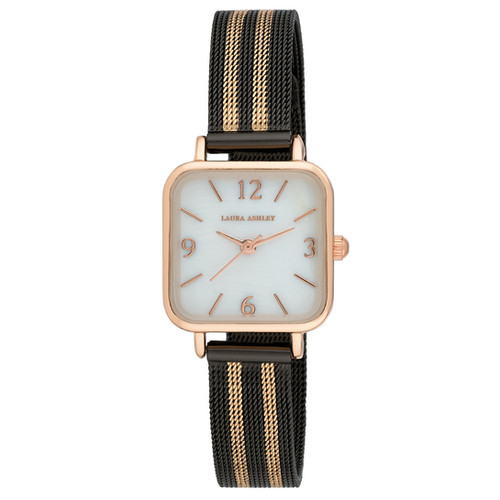 Laura Ashley Women's 24mm Square Face Mother of Pearl Dial Watch ...